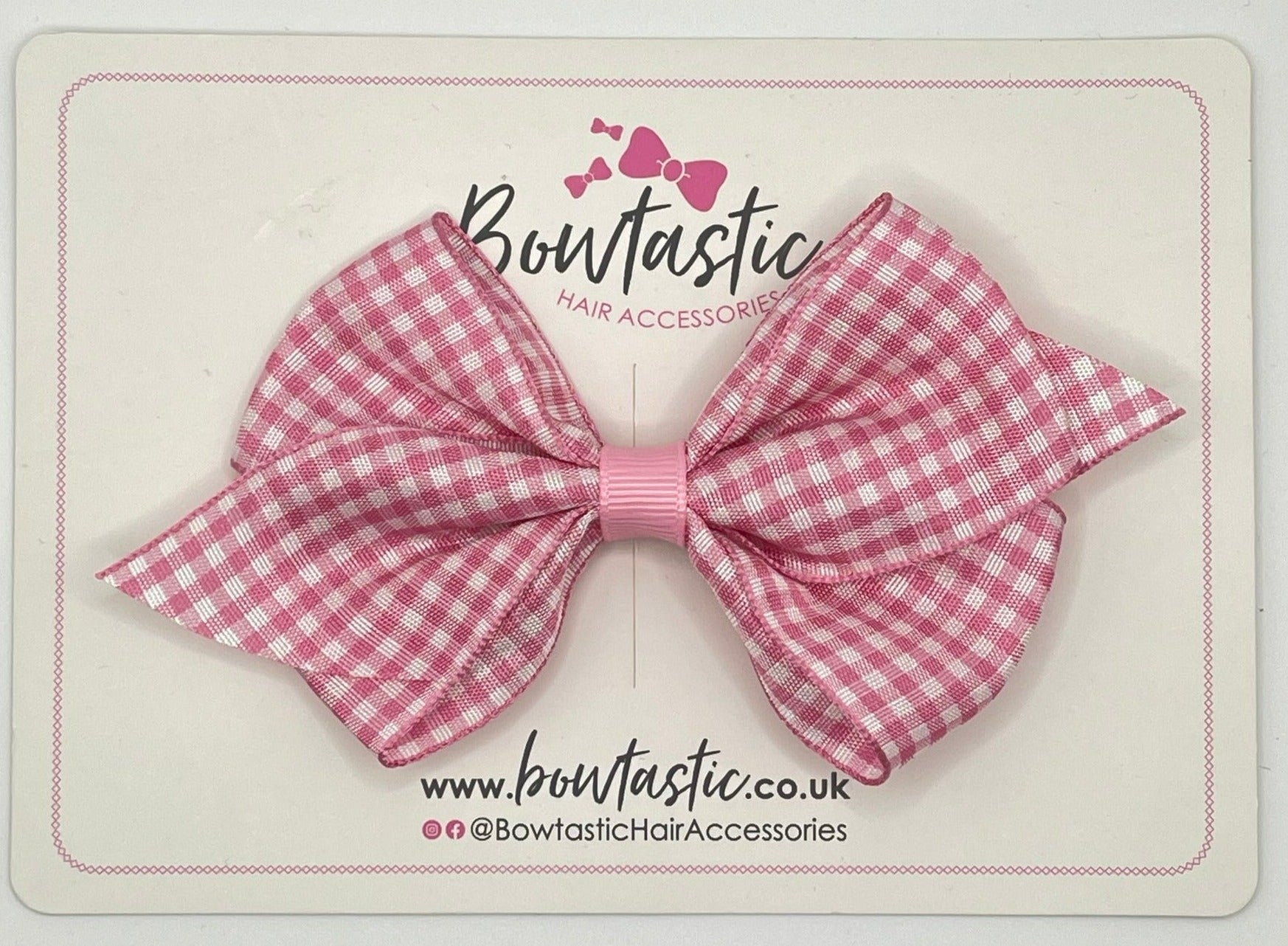 3.75 Inch Flat Bow - Pink Gingham | Bowtastic