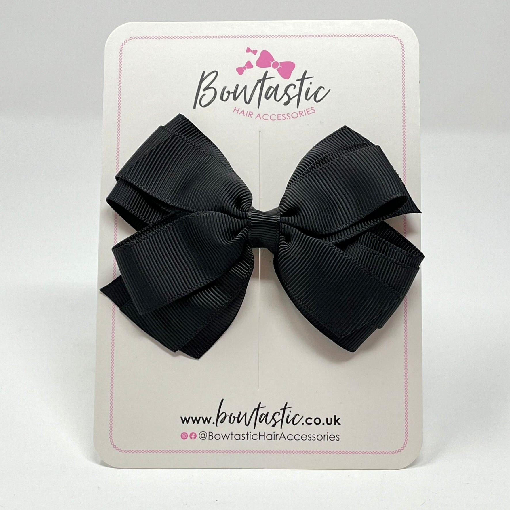 4 Inch 3 Layer Bow - Black | Bowtastic
