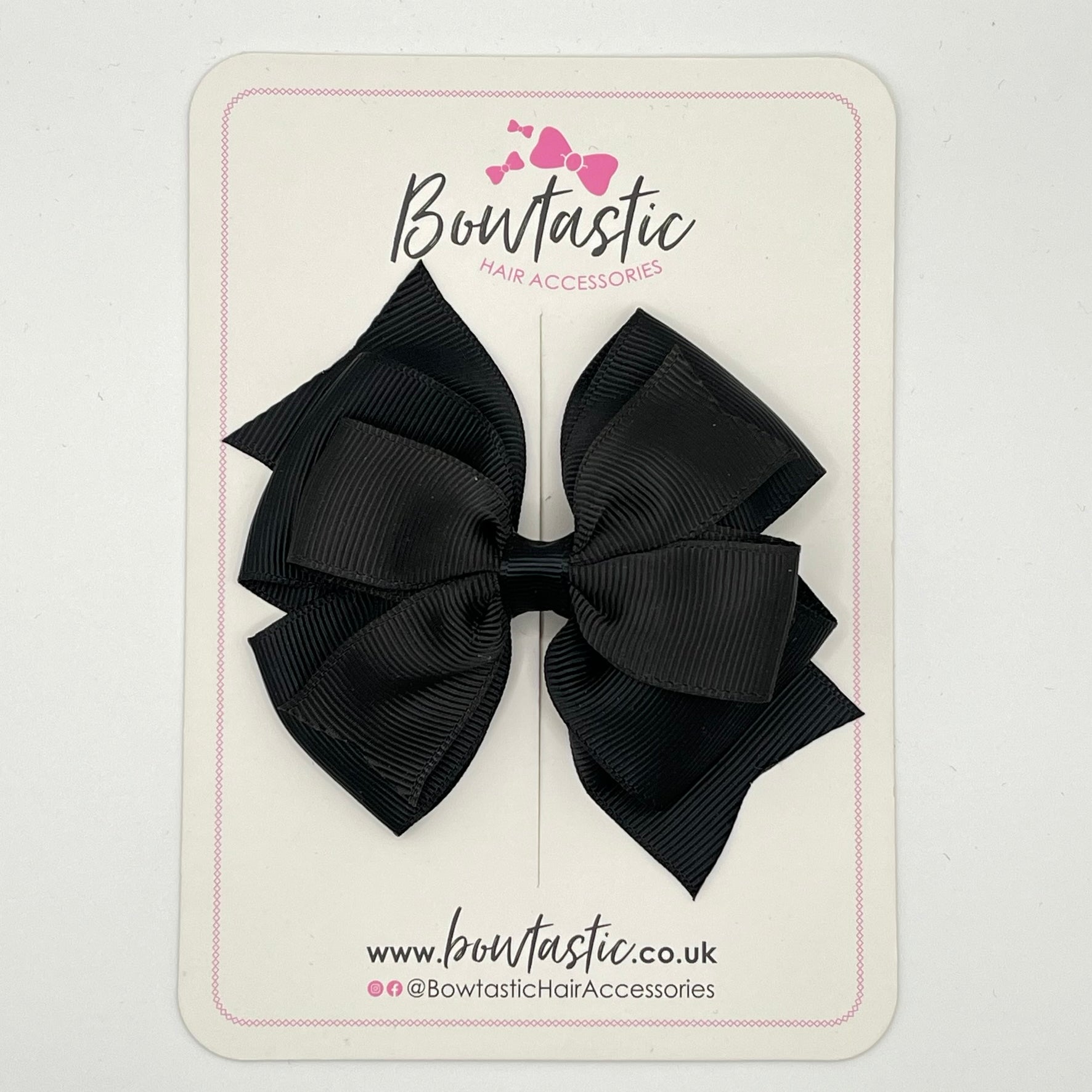 3.5 Inch Flat 2 Layer Bow - Black | Bowtastic